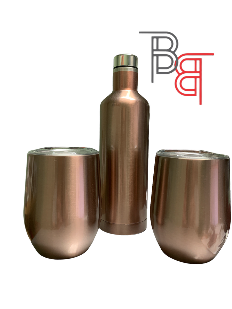 Bottle Tumbler 3 Pce Set Rose Gold (Not for Sublimation) – Blanks and Bits